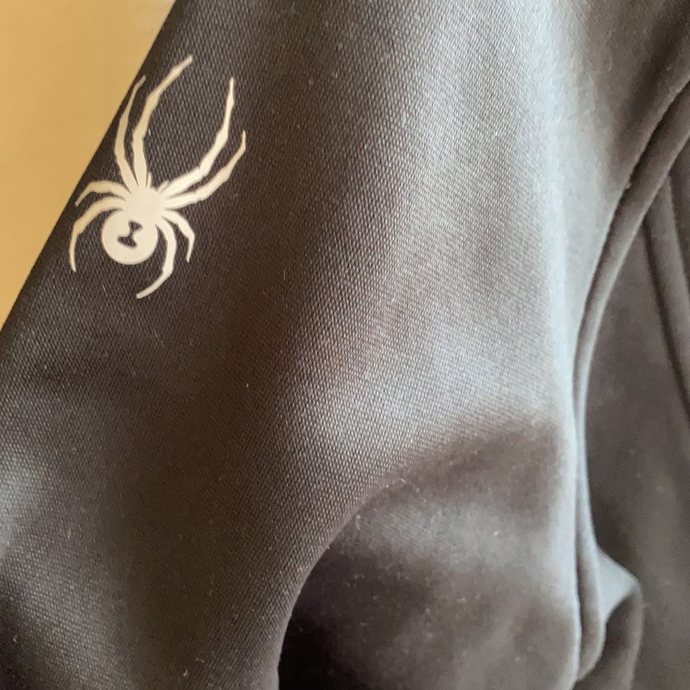 Spyder Full Zip Fleece Lined Black Logo Jacket - Gem